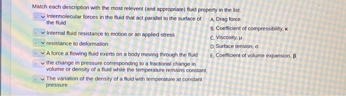 Solved Match each description with the most relevent (and | Chegg.com