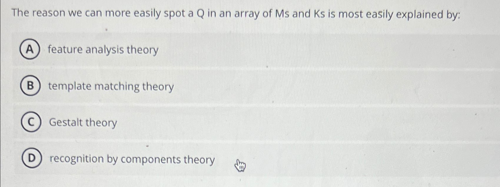 Solved The reason we can more easily spot a Q in an array of | Chegg.com