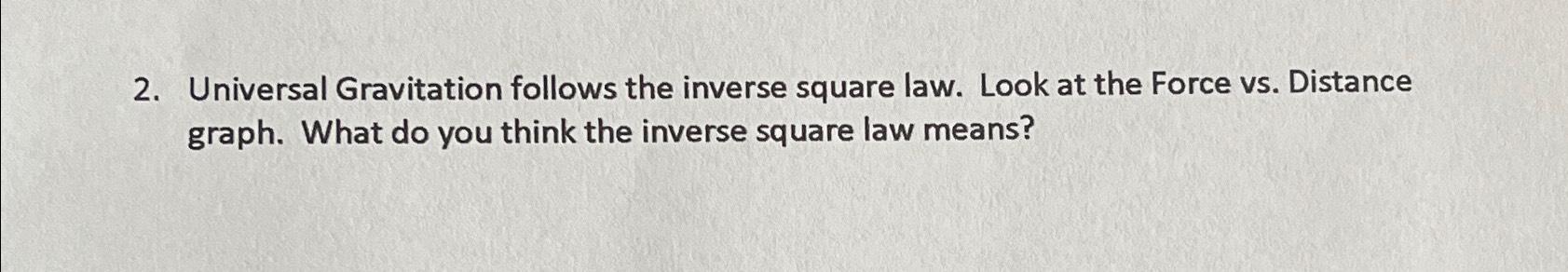 Solved Universal Gravitation follows the inverse square law. | Chegg.com