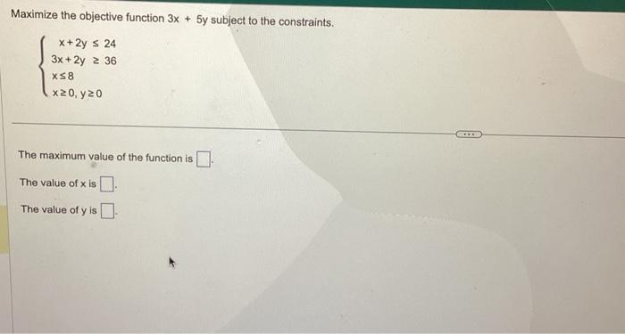 Solved Maximize The Objective Function 3x 5y Subject To The