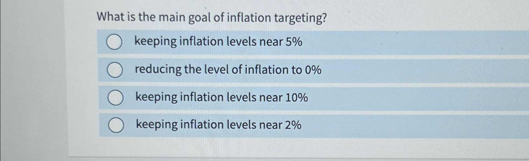 Solved What is the main goal of inflation targeting?keeping | Chegg.com