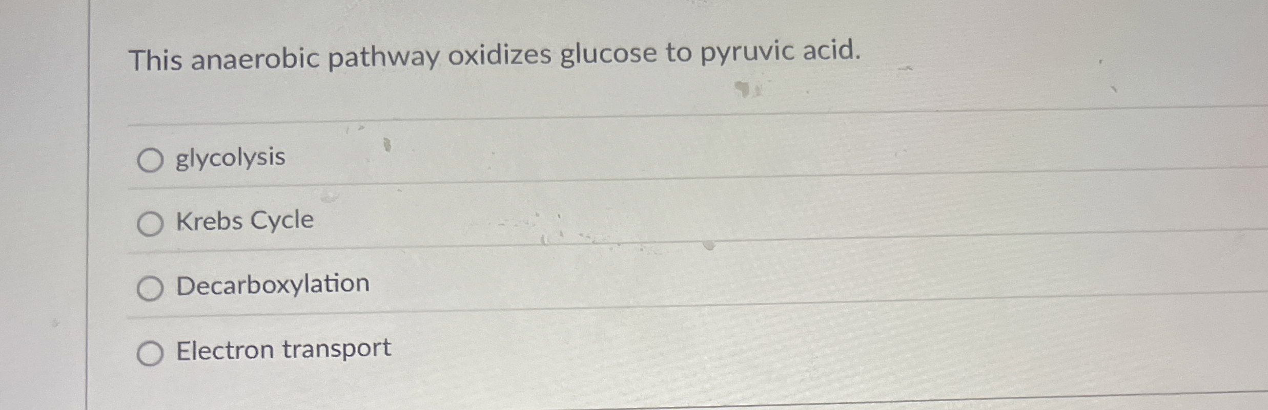Solved This anaerobic pathway oxidizes glucose to pyruvic | Chegg.com