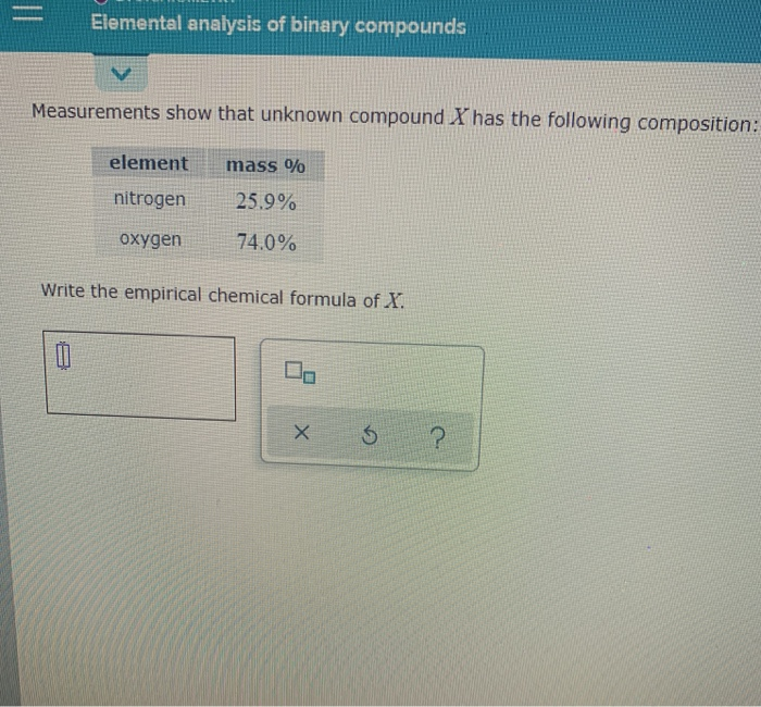 Solved = Elemental analysis of binary compounds Measurements | Chegg.com