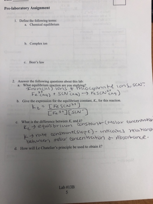 Solved Pre-laboratory Assignment 1. Define the following | Chegg.com