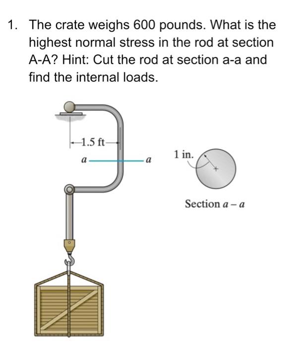 Solved 1. The crate weighs 600 pounds. What is the highest | Chegg.com
