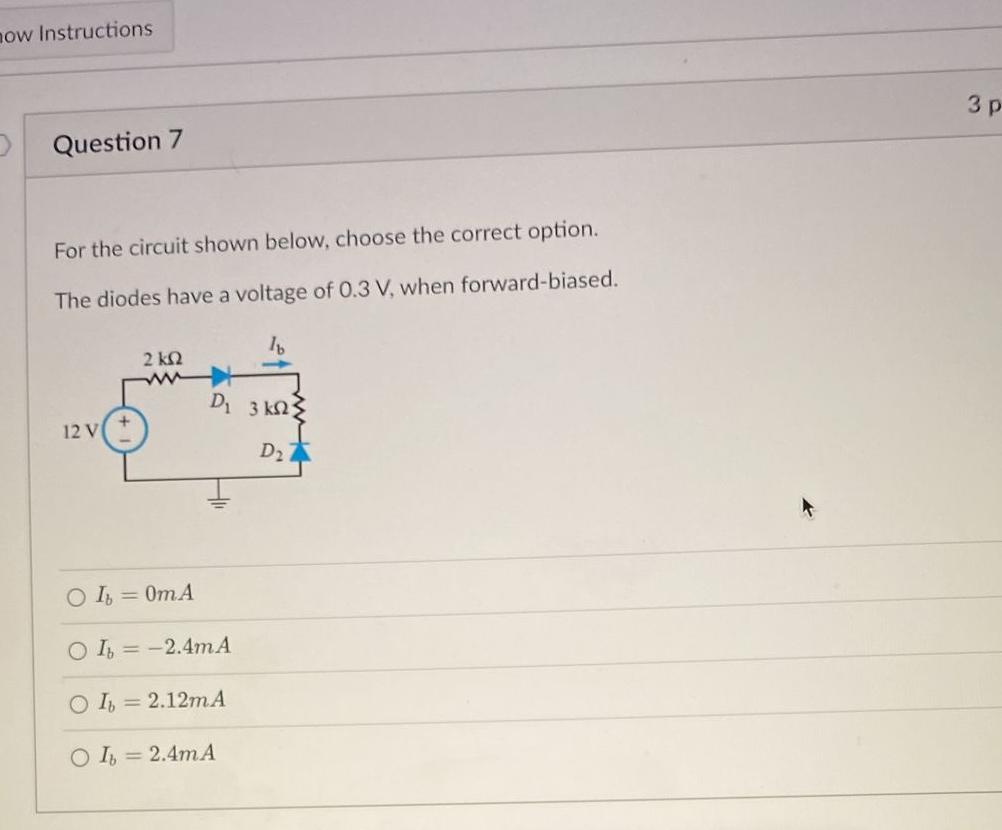 Solved Question 7For the circuit shown below, choose the | Chegg.com Solved Question 7For the circuit shown below, choose the | Chegg.com
