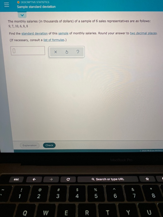 Solved O DESCRIPTIVE STATISTICS Sample standard deviation | Chegg.com