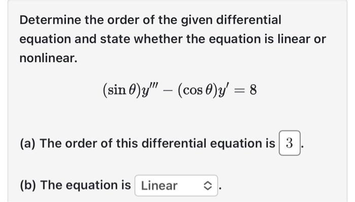 Solved Determine the order of the given differential | Chegg.com