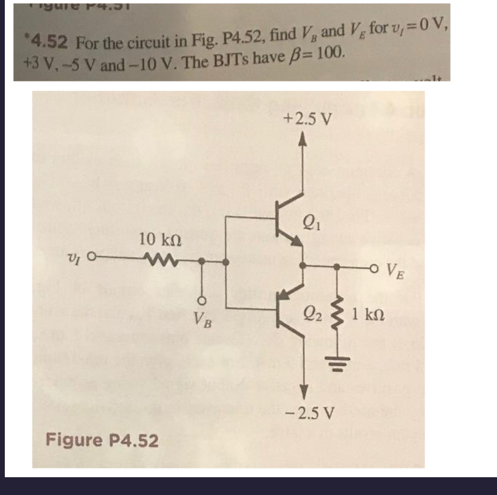 Solved *4.52 ﻿For the circuit in Fig. P4.52, ﻿find VB ﻿and | Chegg.com