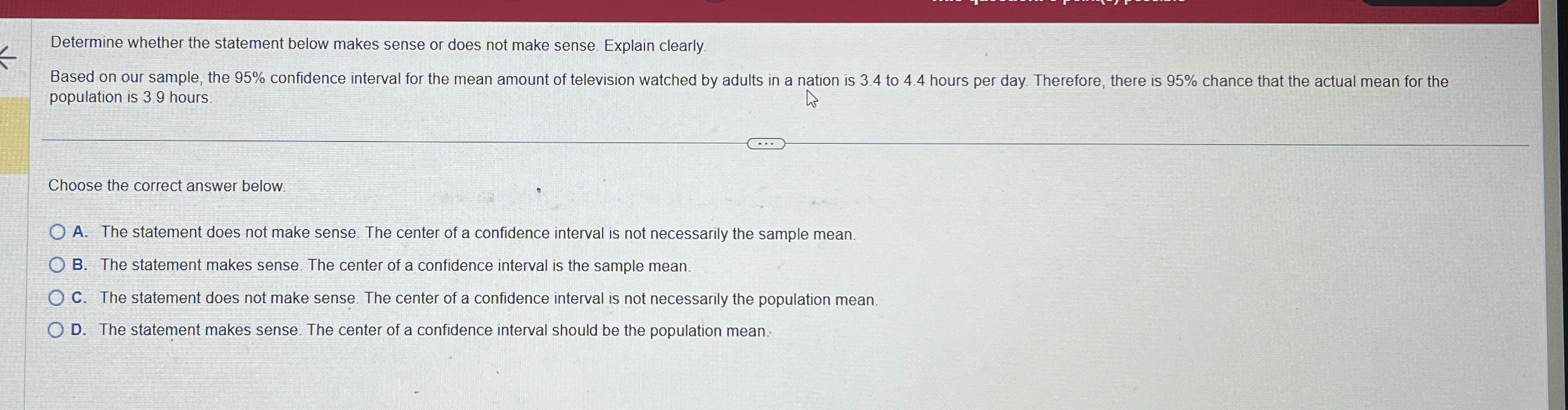 Solved Determine whether the statement below makes sense or | Chegg.com