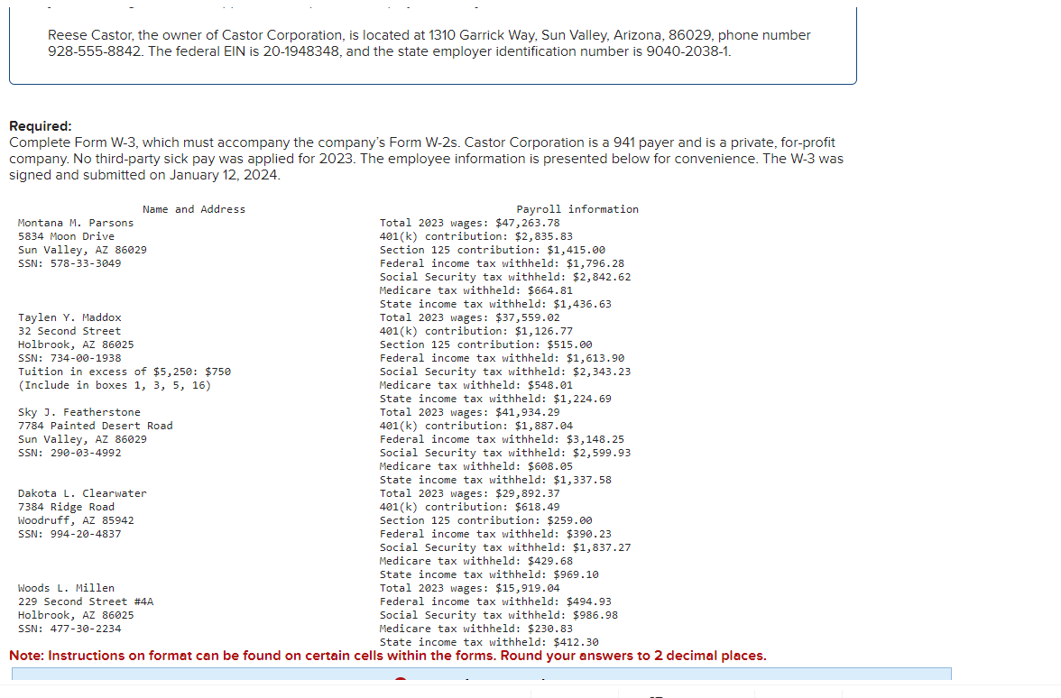 Solved Reese Castor, the owner of Castor Corporation, is | Chegg.com