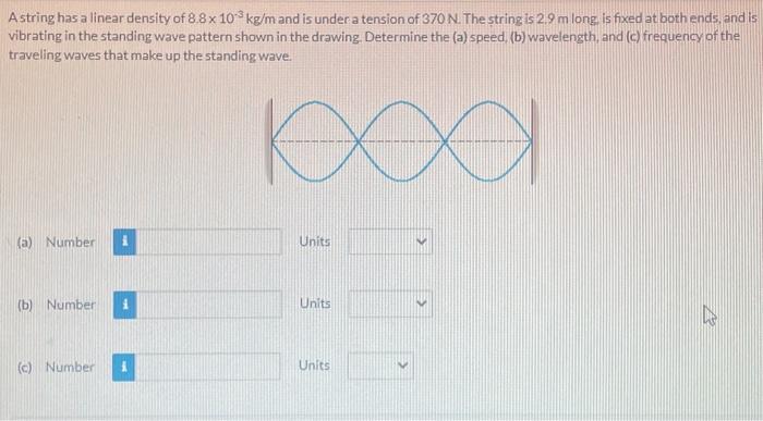 Solved A string has a linear density of 8.8×10−3 kg/m and is | Chegg.com