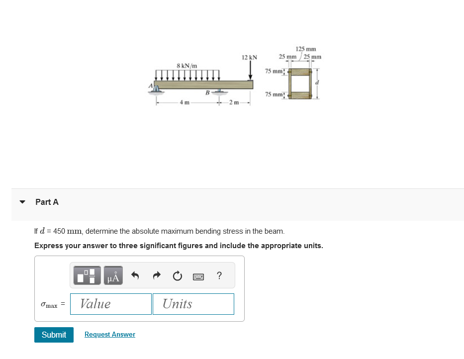 Solved Part AIf d=450mm, ﻿determine the absolute maximum | Chegg.com