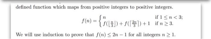 Solved defined function which maps from positive integers to | Chegg.com