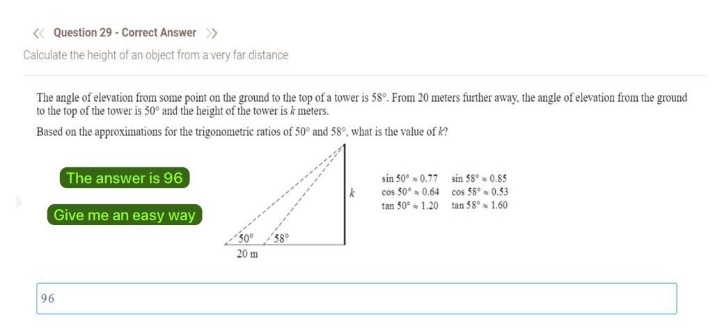 Solved Question 29 - ﻿Correct AnswerCalculate the height of | Chegg.com