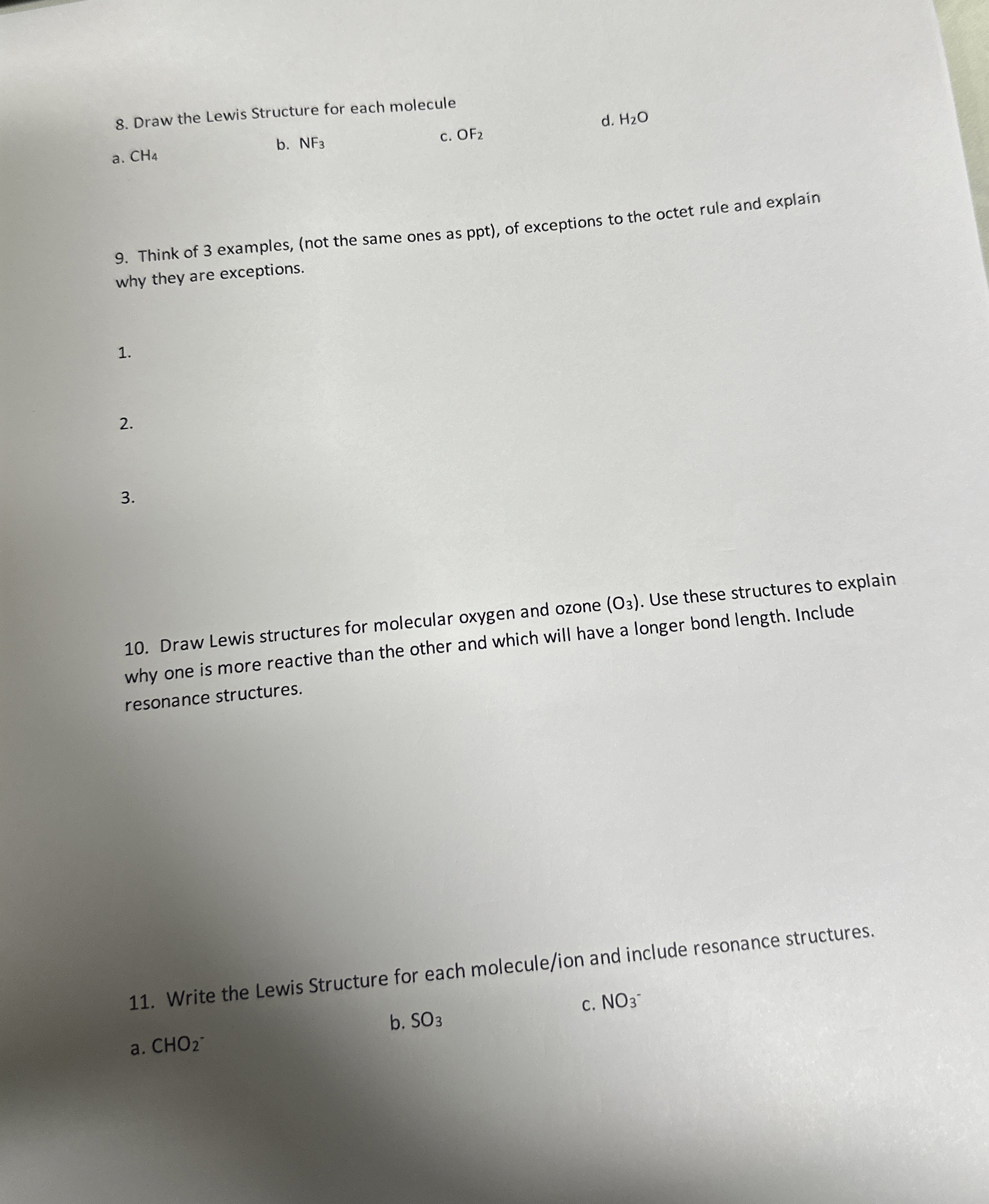 Solved Draw the Lewis Structure for each | Chegg.com