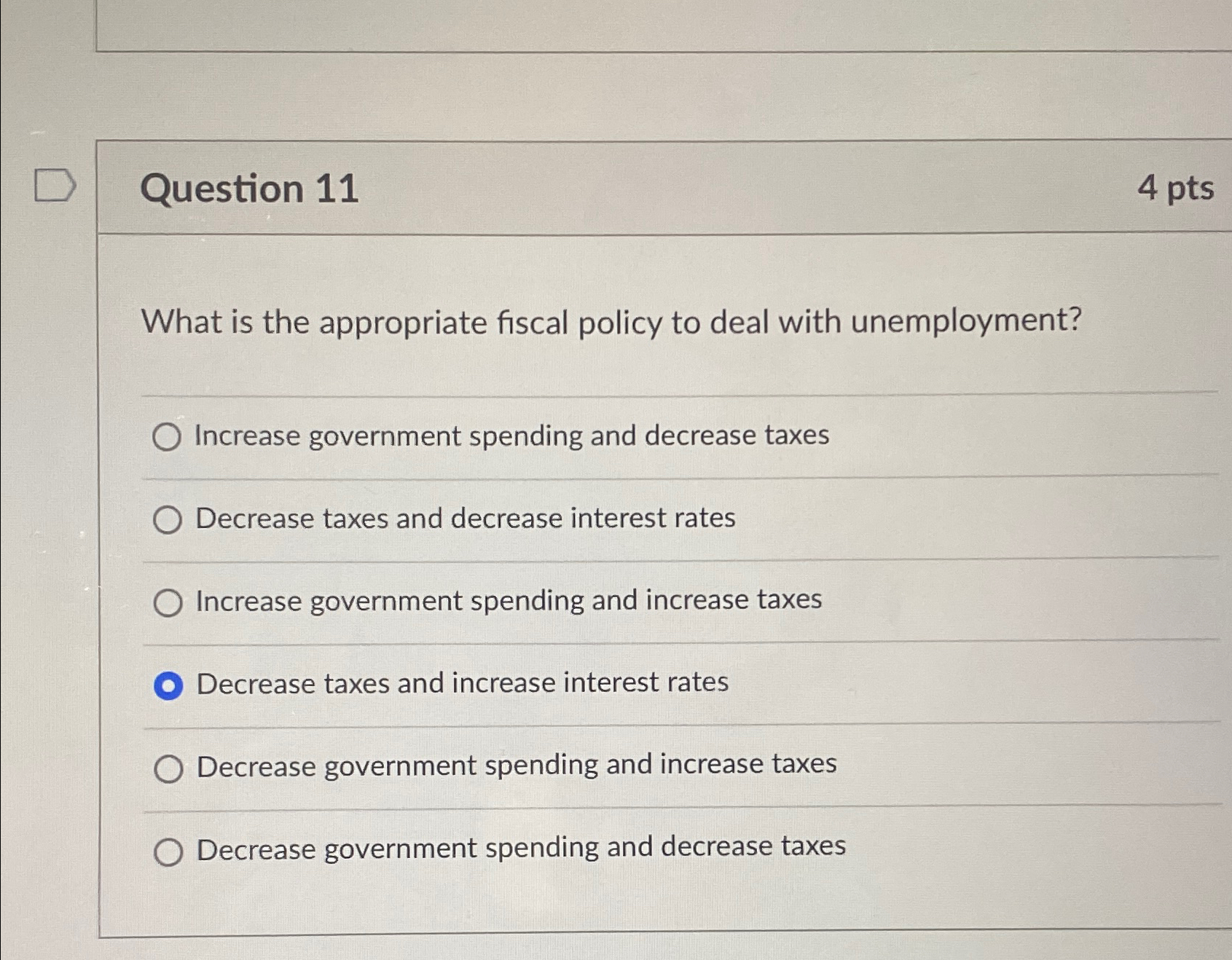 Solved Question 114ptsWhat is the appropriate fiscal policy | Chegg.com