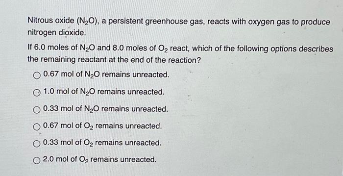 Solved Nitrous oxide (N2O), a persistent greenhouse gas, | Chegg.com