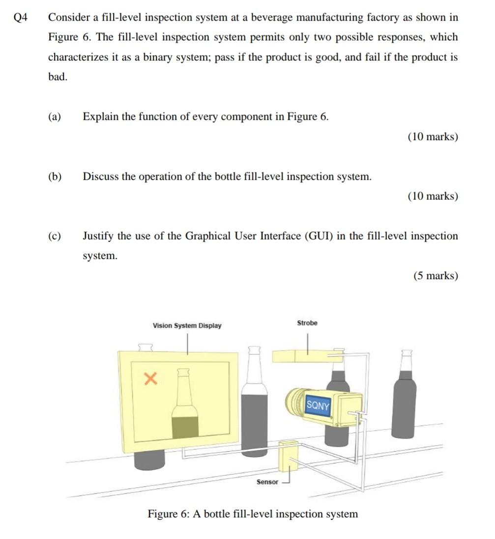 Solved Q4 Consider a fill-level inspection system at a | Chegg.com