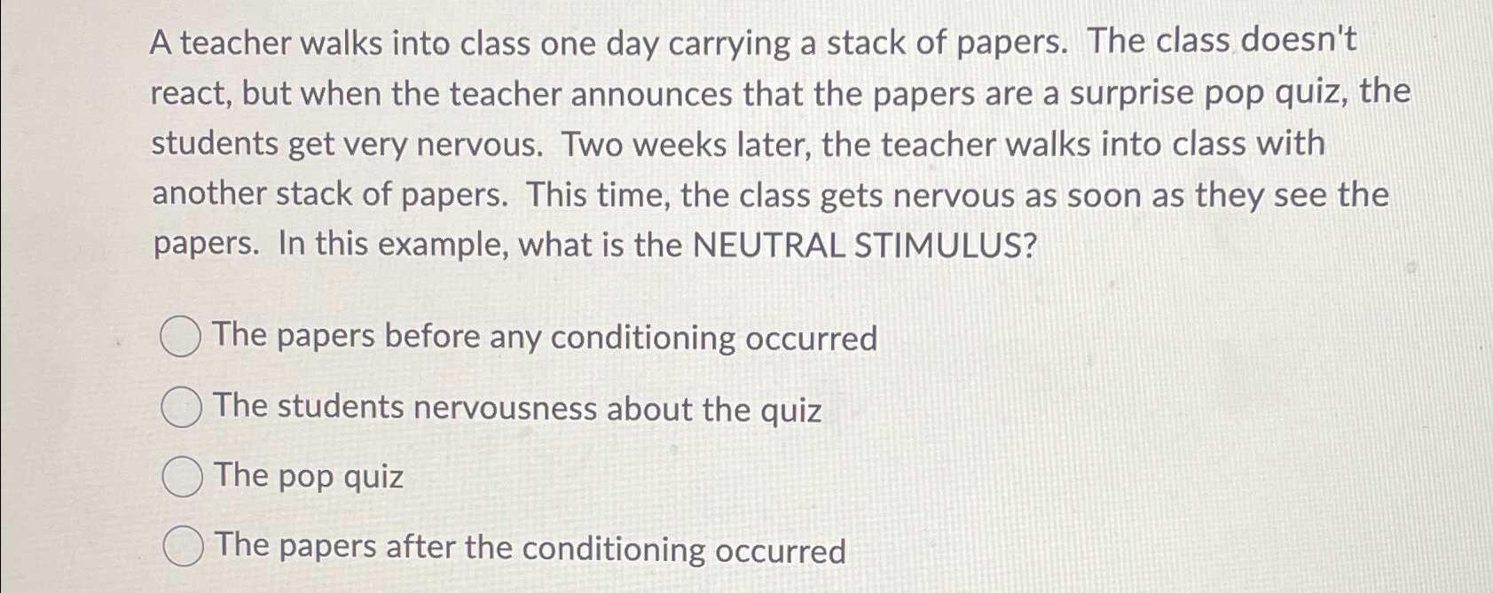 Solved A teacher walks into class one day carrying a stack | Chegg.com