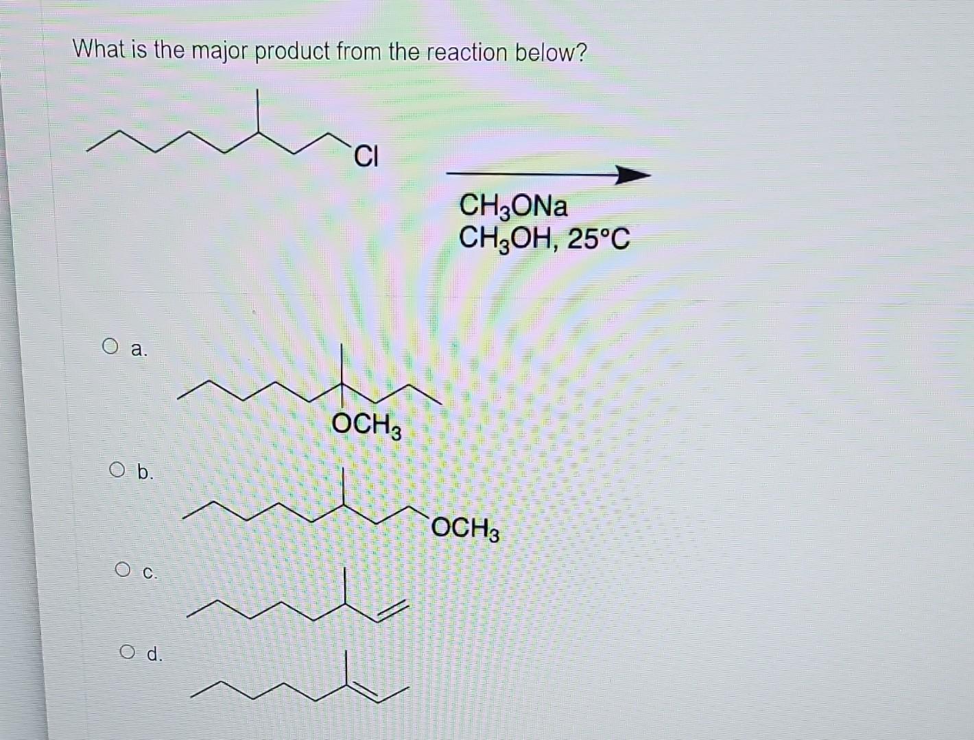 Solved What is the major product from the reaction below? | Chegg.com