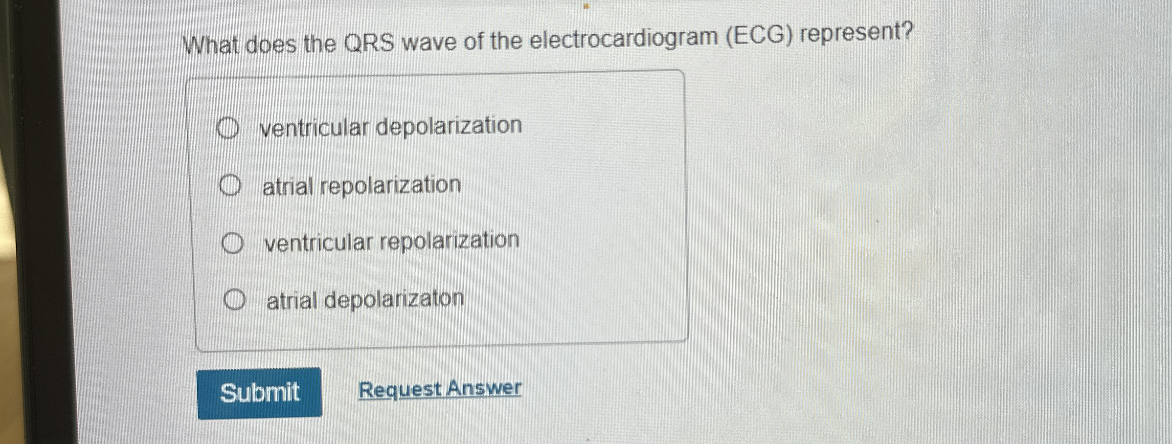 Solved What does the QRS wave of the electrocardiogram (ECG) | Chegg.com