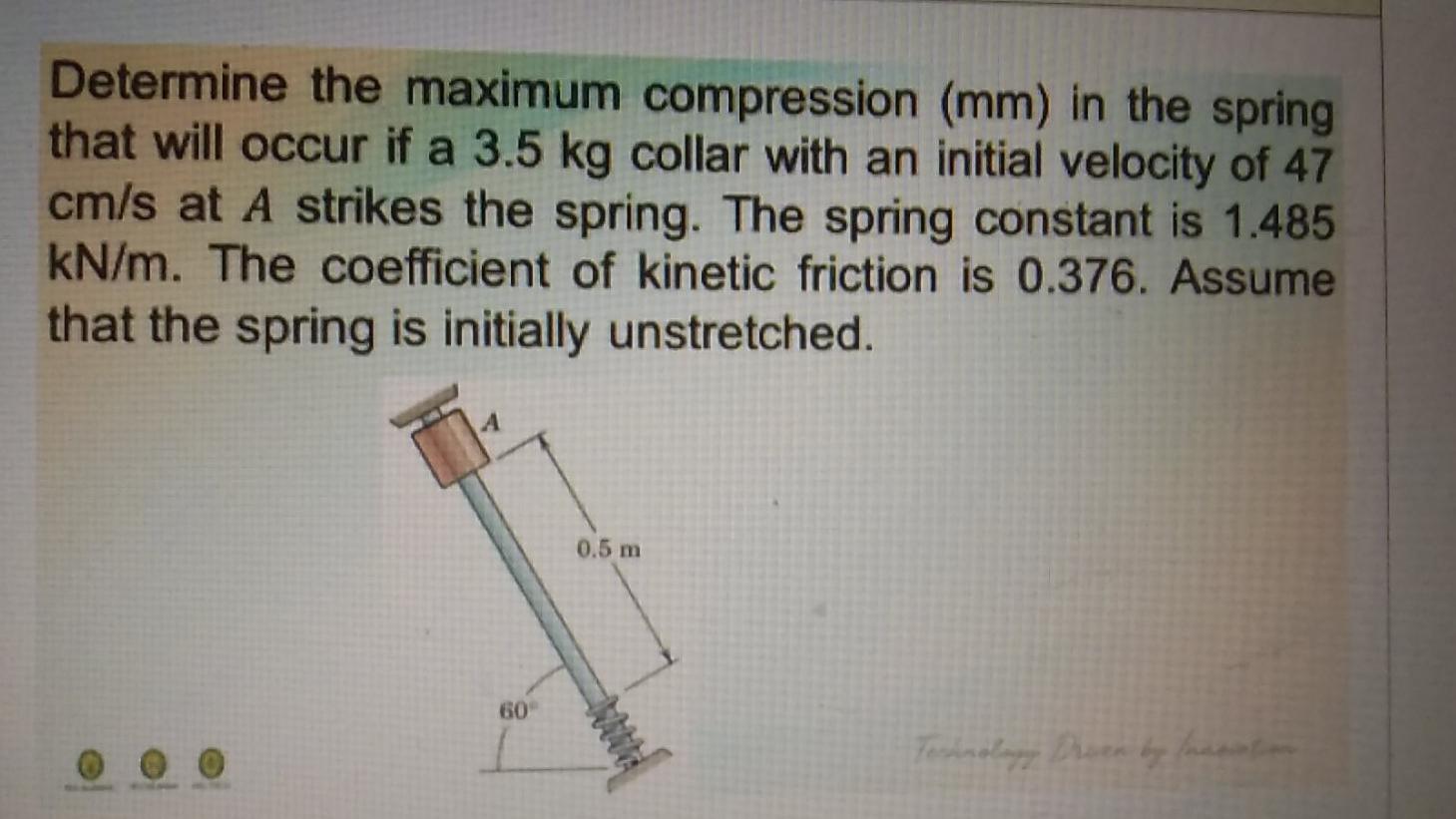 Solved Determine the maximum compression (mm) in the spring | Chegg.com