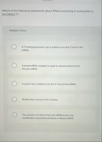 Solved Which of the following statements about RNA | Chegg.com
