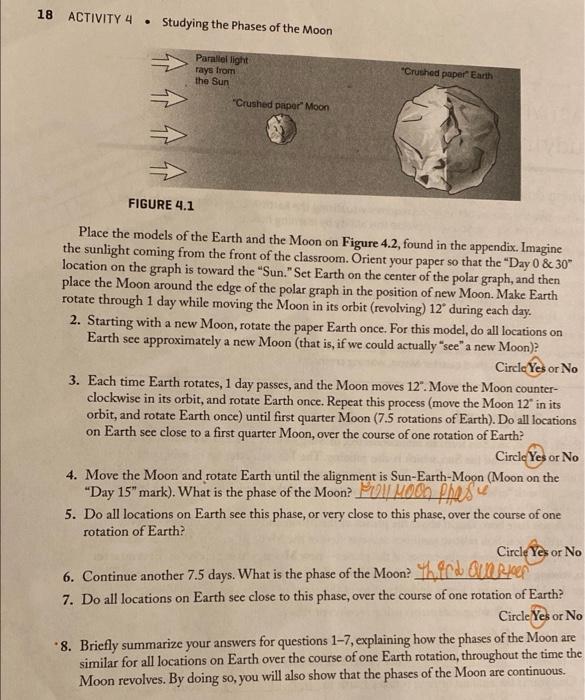 Solved 18 ACTIVITY 4 . Studying the Phases of the Moon | Chegg.com