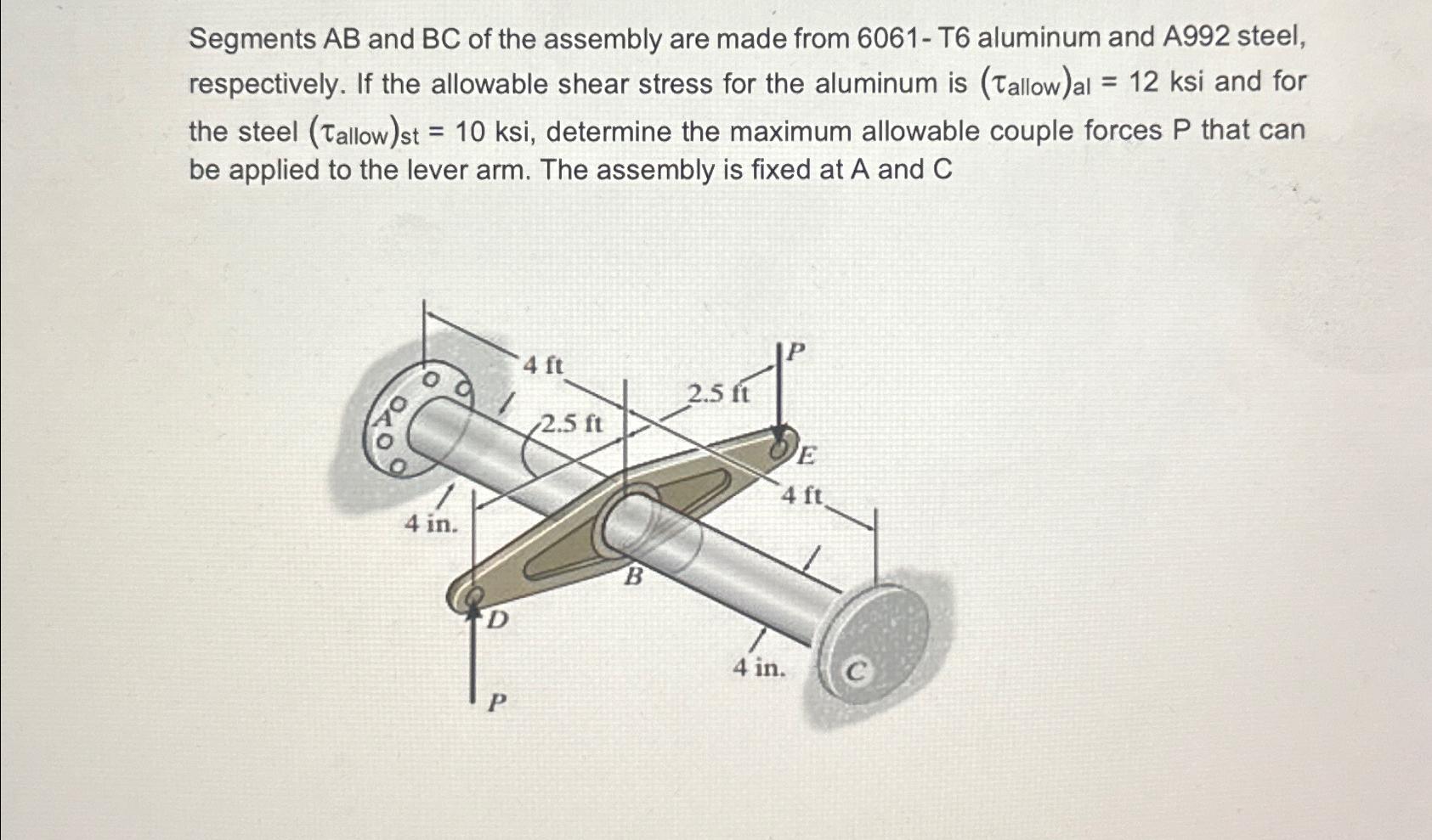 Solved Segments AB and BC of the assembly are made from | Chegg.com