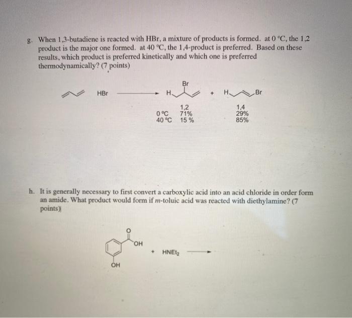 Solved g. When 1,3-butadiene is reacted with HBr, a mixture | Chegg.com