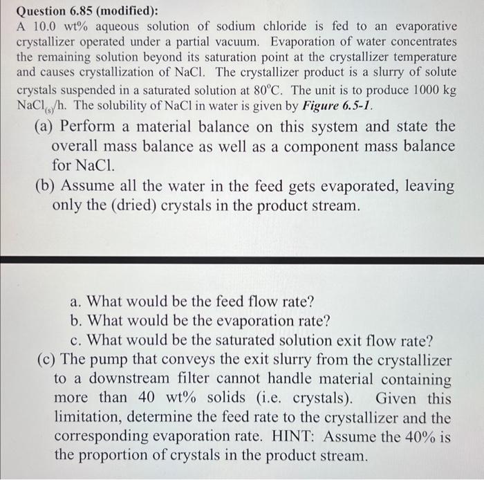 Solved 6.5 Solutions of Solids in Liquids 303Question 6.85 | Chegg.com