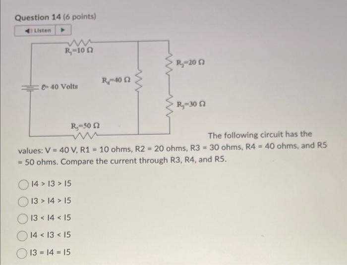 Solved The following circuit has the values: V=40 | Chegg.com