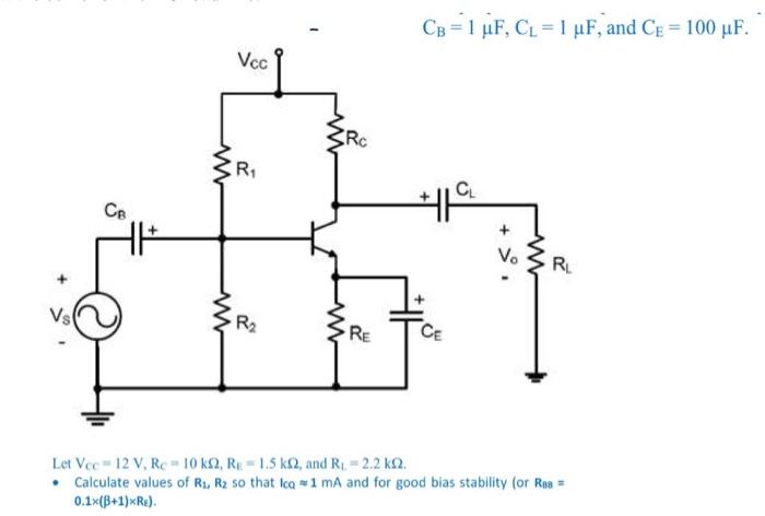 Solved type of transistor BC550BPfind value of R1 and R2 , | Chegg.com