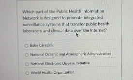 Solved Which part of the Public Health Information Network | Chegg.com