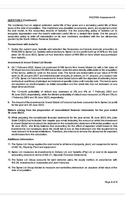 Solved FAC 3764 Assessment 9 QUESTION 2 (Continued) 15. The | Chegg.com