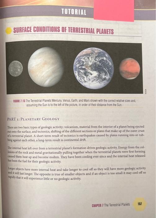 Solved SURFACE CONDITIONS OF TERRESTRIAL PLANETS Hisune 7.15 | Chegg.com