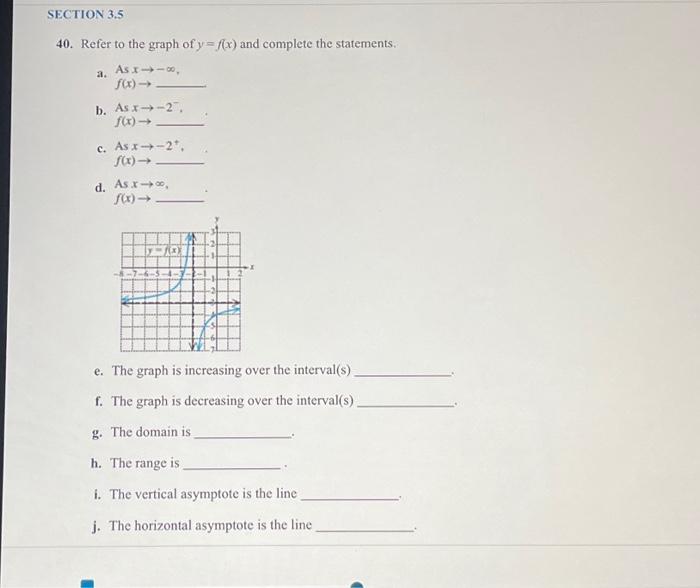SECTION 3.5 40. Refer to the graph of y = f (x) and | Chegg.com