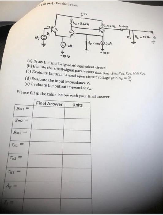 Solved (a) Draw the small-signal AC equivalent circuit (b) | Chegg.com