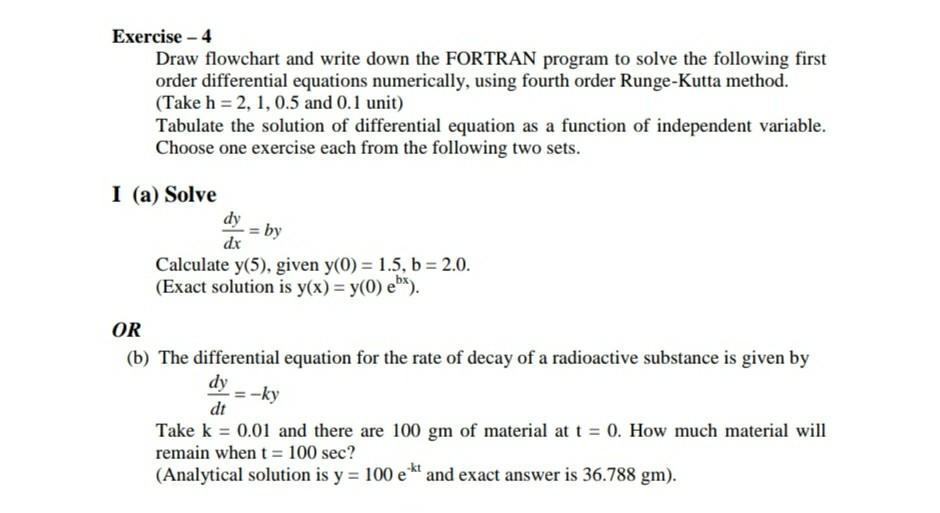 Solved Exercise - 4 Draw flowchart and write down the | Chegg.com