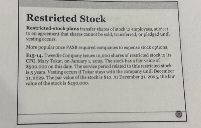 Solved Restricted Stock Restricted-stock plans transfer | Chegg.com