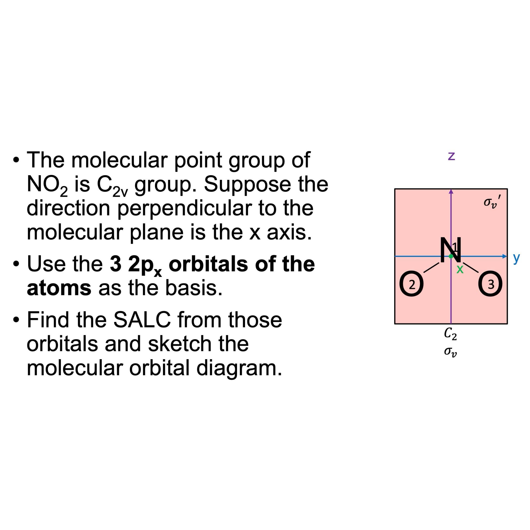 Solved The molecular point group of NO2 ﻿is C2v ﻿group. | Chegg.com