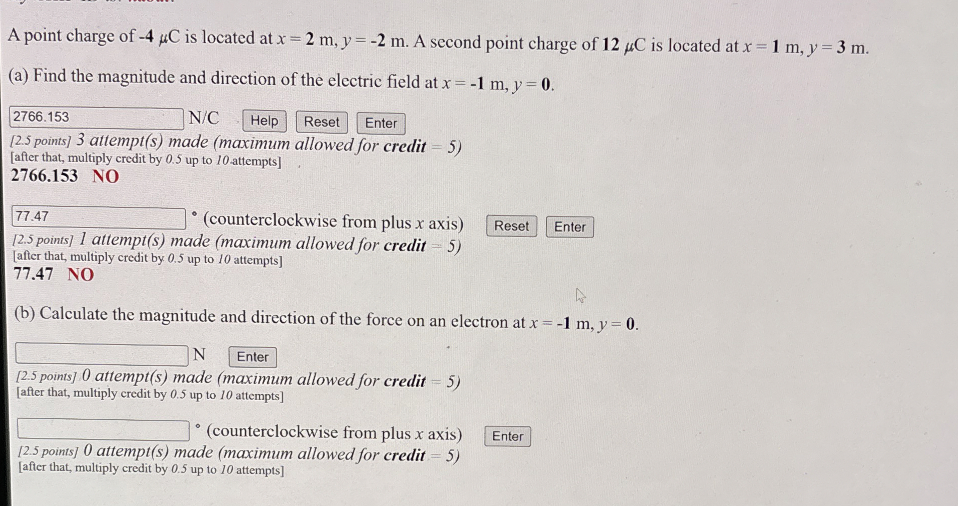 Solved A point charge of -4μC ﻿is located at x=2m,y=-2m. ﻿A | Chegg.com