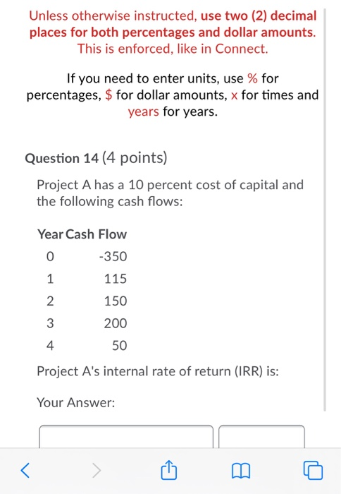 Solved Unless otherwise instructed, use two (2) decimal | Chegg.com