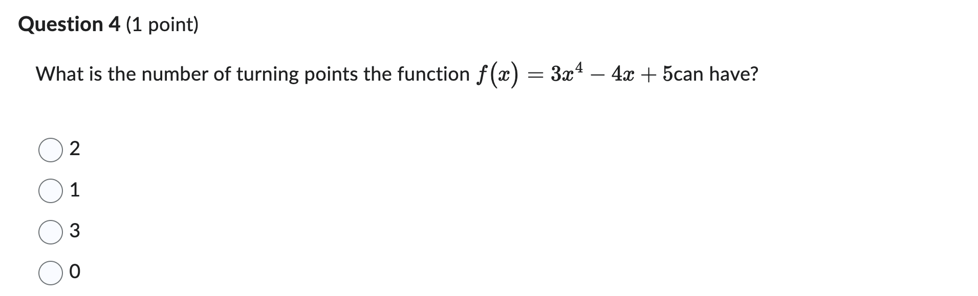 Solved Question 4 (1 ﻿point)What is the number of turning | Chegg.com