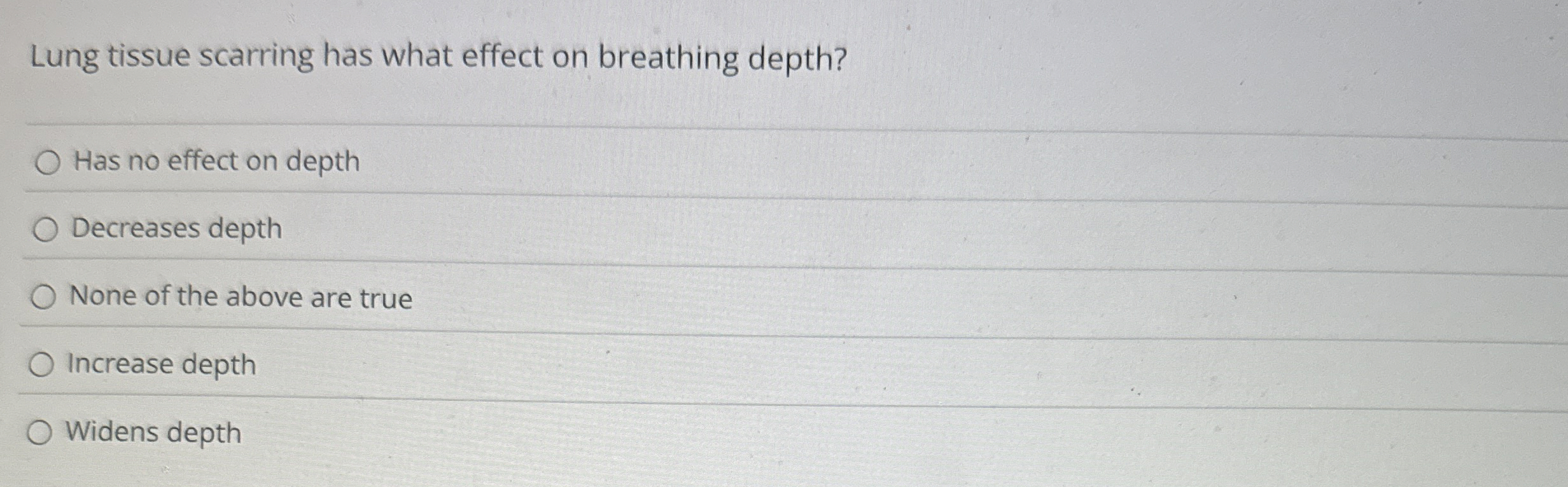 Solved Lung tissue scarring has what effect on breathing | Chegg.com