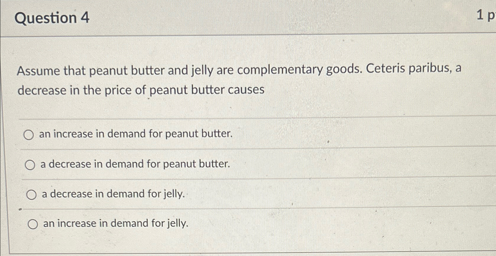 Solved Question 4Assume that peanut butter and jelly are | Chegg.com