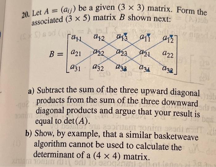 Solved 20. Form the 3355 associated (3 x 5) matrix B shown | Chegg.com