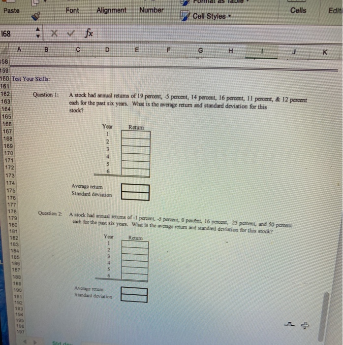 Solved Paste Font Alignment Number Cells Edit) Cell Styles | Chegg.com