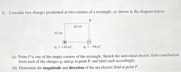 Solved Consider two charges positioned at two corners of a | Chegg.com